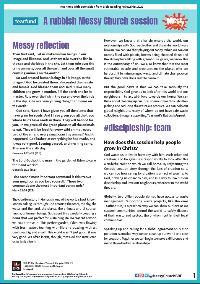 Rubbish Messy Church session - Messy Church : Messy Church